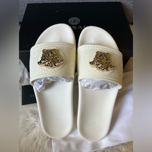 Versace | Shoes | New Versace Medusa Palazzo Slides Slipper Sandals ...